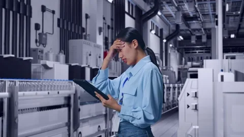 Asian Female Worker Use Tablet And Heada... | Stock Video | Pond5