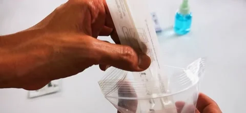 Asian hand, collecting a test kit, (Rapi... | Stock Video | Pond5