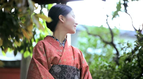 Asian Japanese Girl Traditional Kimono O... | Stock Video | Pond5