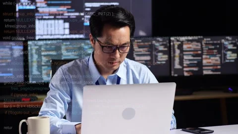 Asian Male Programmer Writing Code By A ... | Stock Video | Pond5