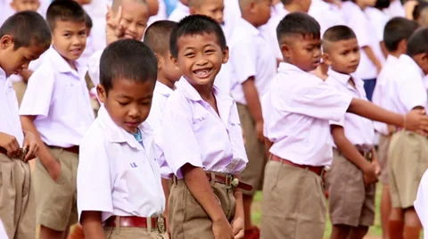 Asian Male Students Line Up For Assembly | Stock Video | Pond5