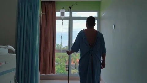 Asian Man Patient Walk Stand Hospital Ro... | Stock Video | Pond5