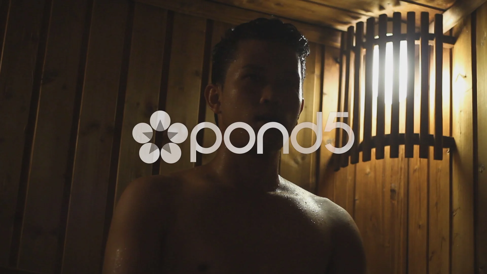 Asian Man Sauna Asian Woman Relaxed Wooden Sauna Beautiful Stock Photo