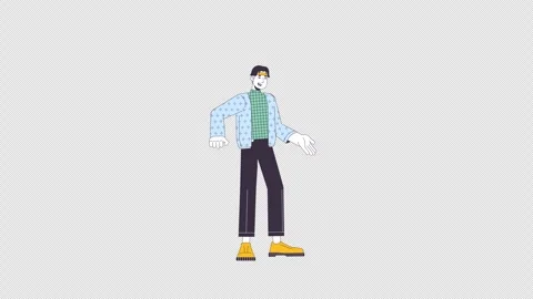 Asian man talking and gesturing line 2D ... | Stock Video | Pond5
