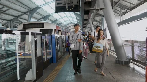 Asian Passenger at Bts Skytrain Station ... | Stock Video | Pond5