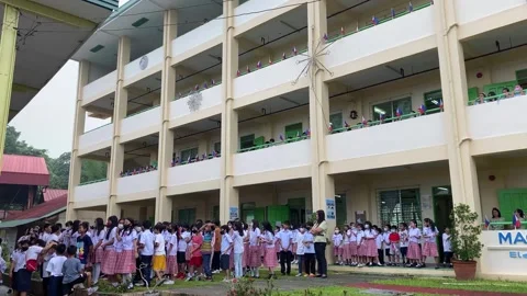 Asian school children gather on the scho... | Stock Video | Pond5