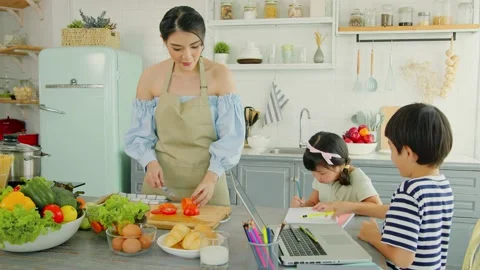 Asian single mother of two little childr... | Stock Video | Pond5