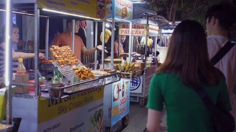 Asian Street Food Stand | Stock Video | Pond5