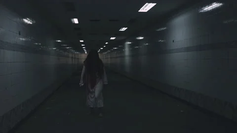 Asian woman ghost horror creepy scary ha... | Stock Video | Pond5