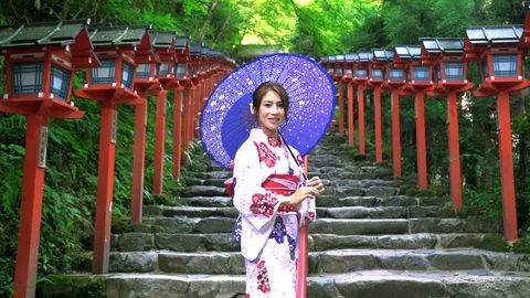 Asian women in traditional japanese kimo... | Stock Video | Pond5