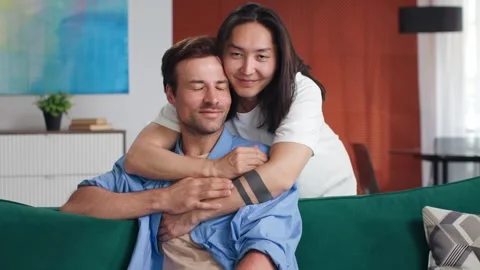 Asian young man hug boyfriend from behin... | Stock Video | Pond5