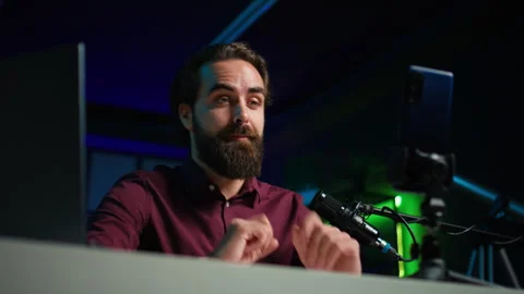 ASMR content creator using quality mic a... | Stock Video | Pond5
