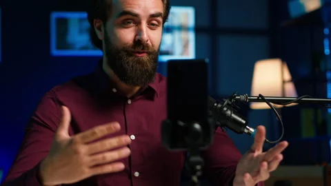 ASMR content creator using quality mic a... | Stock Video | Pond5