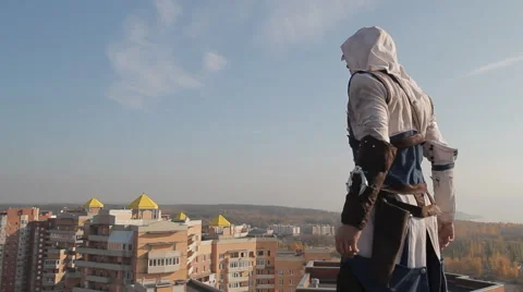 Assassin's Creed On The Roof. Cosplay. N... | Stock Video | Pond5