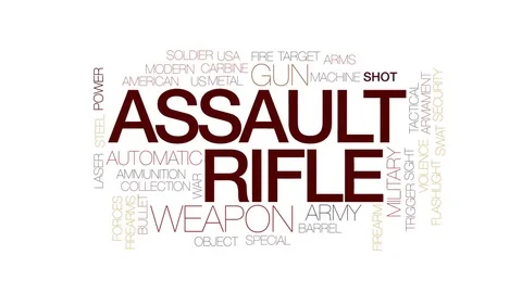 Assault rifle animated word cloud, text ... | Stock Video | Pond5