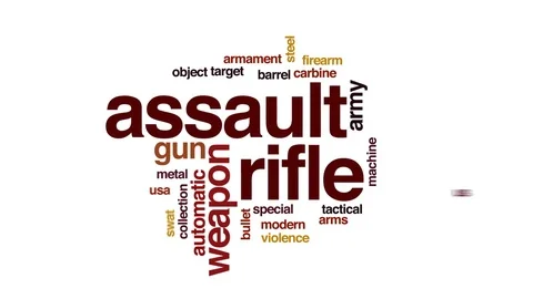 Assault rifle animated word cloud, text ... | Stock Video | Pond5