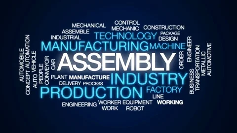 Assembly animated word cloud, text desig... | Stock Video | Pond5