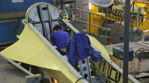 Assembly line of cockpit and fuselage of... | Stock Video | Pond5