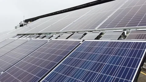 Assembly of solar panels on metal truss ... | Stock Video | Pond5