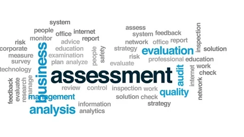Assessment animated word cloud, text des... | Stock Video | Pond5