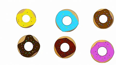 Assortment of drawn animated donuts move... | Stock Video | Pond5