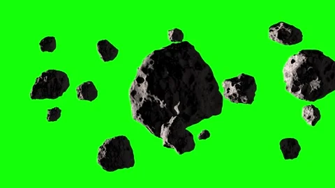 Asteroids on green screen. Chroma key. | Stock Video | Pond5