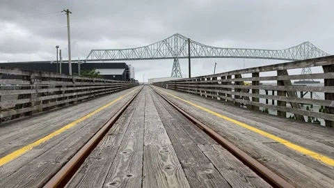 The Astoria Riverwalk with the Megler Br... | Stock Video | Pond5