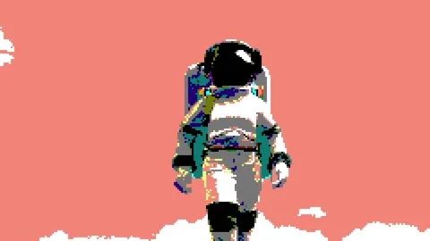 Astronaut background 8 bit. 3d animation | Stock Video | Pond5