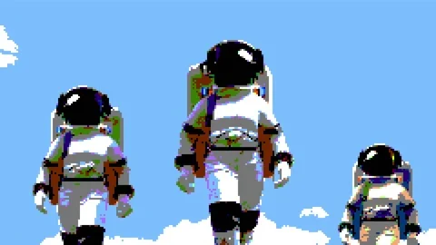 Astronaut background 8 bit. 3d animation | Stock Video | Pond5