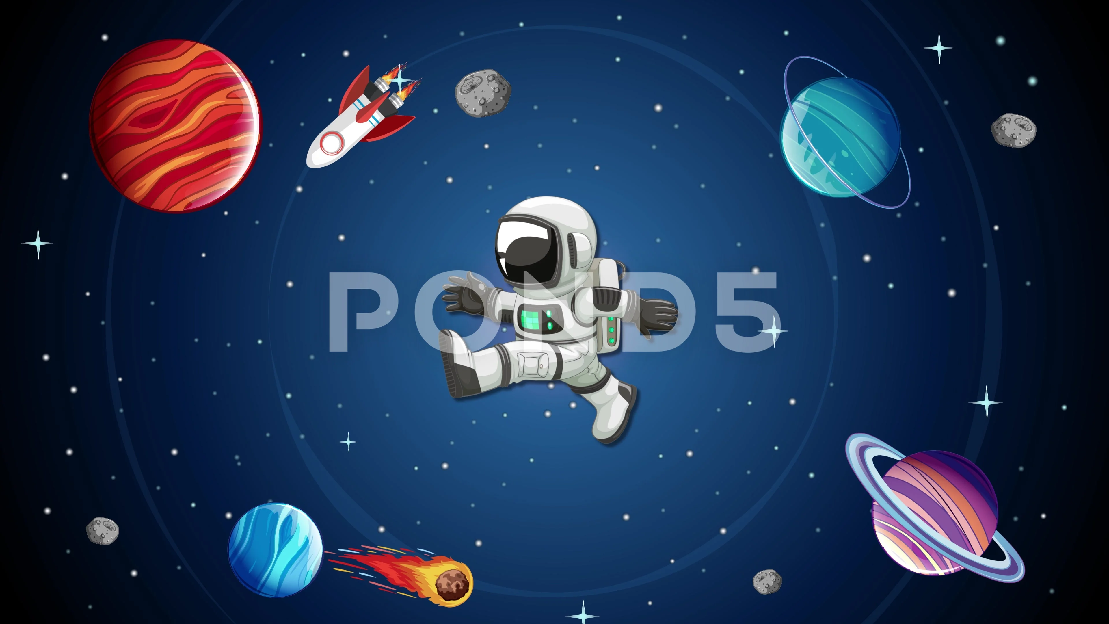 Floating Astronaut Cartoon