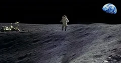 Astronaut Jumping On Moon