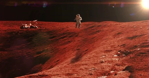 Astronaut Jumping Many Times on Mars Sur... | Stock Video | Pond5