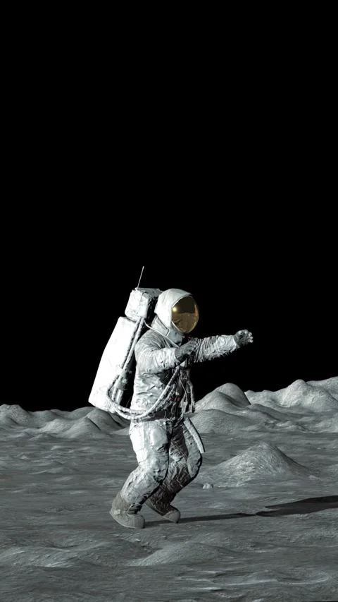 Astronaut Jumping On Moon