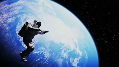 Astronaut levitation in space. Realistic... | Stock Video | Pond5