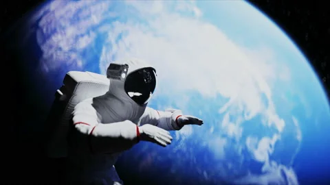 Astronaut levitation in space. Realistic... | Stock Video | Pond5