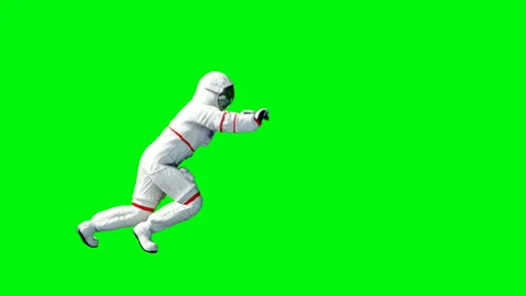 Astronaut pushing . Green screen. Realis... | Stock Video | Pond5