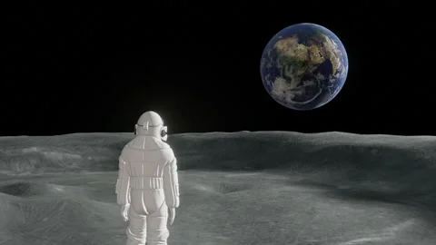 Astronaut in Space look at the Earth Bac... | Stock Video | Pond5