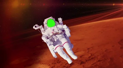 Astronaut Spacewalk by Mars, Green Scree... | Stock Video | Pond5