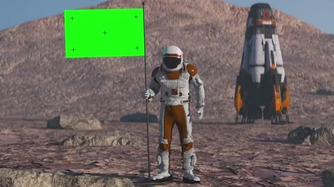 Astronaut walking on the mars with green... | Stock Video | Pond5