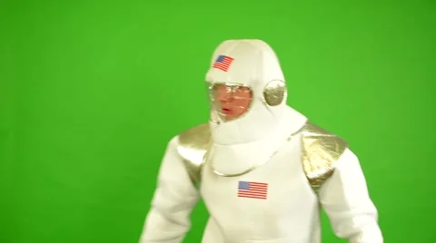 astronaut walks in universe - green scre... | Stock Video | Pond5