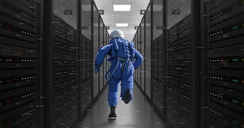 Astronaut's Mission: Space Data Center E... | Stock Video | Pond5