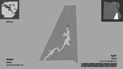 Aswan location. Egypt. Bilevel map | Stock Video | Pond5