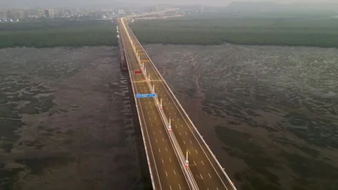 Atal Setu bridge in the background. | Stock Video | Pond5