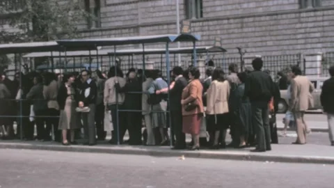 Athens - 1980: overcrowded bus stop with... | Stock Video | Pond5