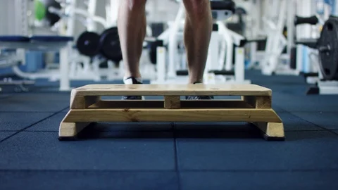Athlete doing jump exercises with step b... | Stock Video | Pond5