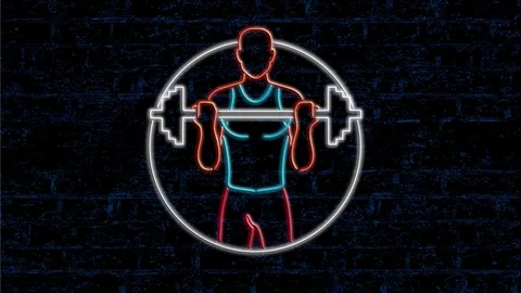 Athlete Lifting Barbell Neon Sign 2D Ani... | Stock Video | Pond5