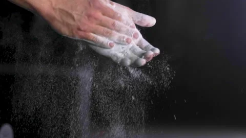 Athlete magnesium powder hands clapping.... | Stock Video | Pond5
