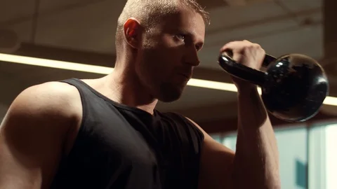 Athletic handsome male sportsman working... | Stock Video | Pond5