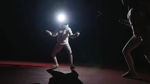 Athletic Women Fighting On Fencing Track... | Stock Video | Pond5