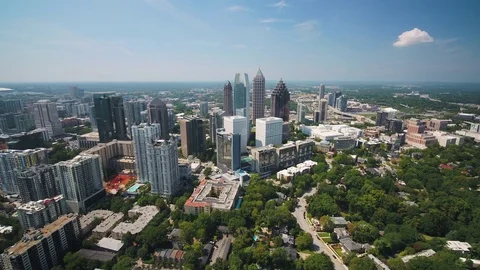 Atlanta Aerial v322 Flying low around Mi... | Stock Video | Pond5